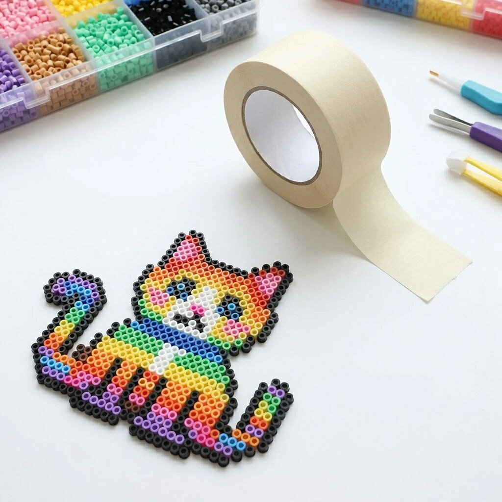 商品仕様- 対応商品：パーラービーズ / アイロンビーズ- 幅サイズ：5cm*20m- 素材：高品質耐熱マスキング紙、専用粘着層- 特長：耐熱性、無痕糊残り、ズレ防止、切断容易、破れにくい- 長さ：大容量ロール、長期使用可能でコスパ抜群