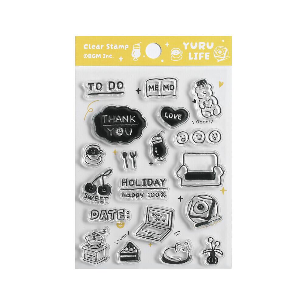 BGM クリアスタンプ ゆるライフ （BT-CS075） 何度でも貼ってはがせるスタンプ ※複数商品購入の場合は、重複して表示させますが、重さ大きさなどを見て送料を修正いたします。※使用には別途、『アクリル台』　と　『スタンプパッド』が必要...
