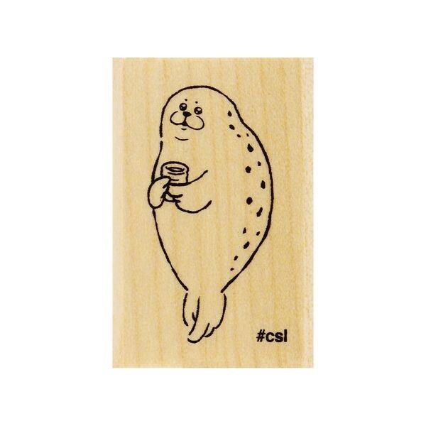 こどものかお Nアイラブスタンプ 1533-074 茶呑みアザラシ みんなの「好き」をスタンプにしました！ ※複数商品購入の場合は、重複して表示させますが、重さ大きさなどを見て送料を修正いたします。※ 使用には別途スタンプ台が必要です。湯呑...