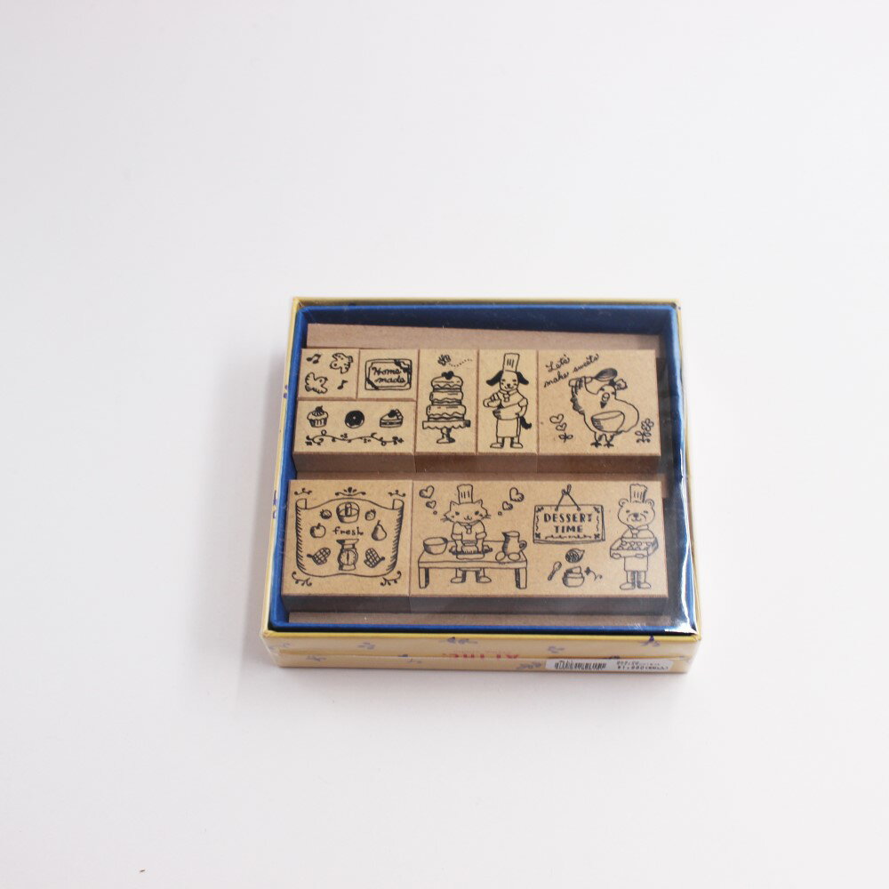 かわいいスタンプセット　アニマルデザート　動物 かわいい動物たちのゴム印セット！ ※複数商品購入の場合は、送料が重複して表示させますが、重さ大きさなどを見て送料を修正いたします。※ 捺印には別途スタンプ台が必要です。かわいい動物たちのゴム印...