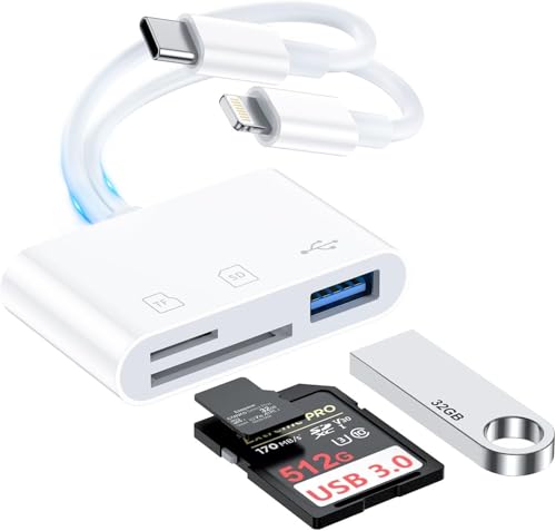 iPhone SDカードリーダー 3 in 2 Lightning & Type-C 外付メモリーカードリーダー USB/SD/TF変換アダプタ 【2025新モデル MFi認証品】 双方向 高速データ転送 設定不要 SD力ードカメラリーダー...