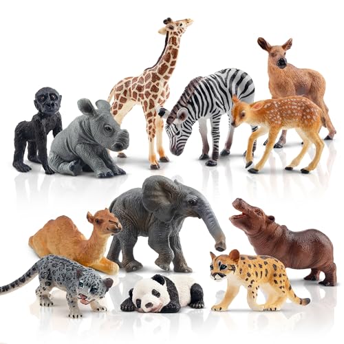 TOYMANY 12PCS野生動物フィギュア 森林動物フィギュアセット リアルな動物模型 モデル 人気動物 おもちゃ 玩具 誕生日プレゼント 飾り物 クリスマス 新年 コレクション 6歳以上・野生動物フィギュア・12種類入：この動物フィギュ...