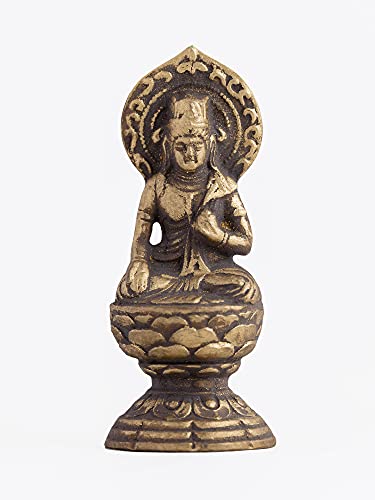 仏像 虚空蔵菩薩（小6.5cm/古美金）仏師：渡辺景秋 原型＿（丑・寅年生まれ）十二支守り本尊 干支 高岡銅器 (KKこくうぞうぼさつS)・シリーズ：十二支の守護本尊（古美金仕上げ）　約7cm デスクの引き出し/バッグの隙間 狭い場所でもす...