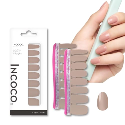 INCOCO インココ ネイルシール 貼るだけ マニキュア 硬化不要 セカンド ネイチャー Second Nature ベージュ ハンド&フット兼用 速乾 ペディキュア・淡いベージュのヌーディカラー。 肌になじむマットなベージュ系ネイルはフ...