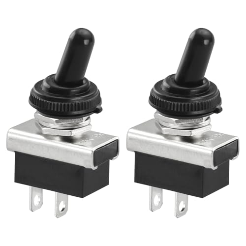 Heschen 車用トグルスイッチ, オン/オフ, SPST 2ピン 2ポジション,KN3D-101, 12VDC 25A 防水キャップ付き 2個入り・入力：12VDC,25A・取付穴サイズ：12.2mm・SPST, オン/オフ(ON-OF...
