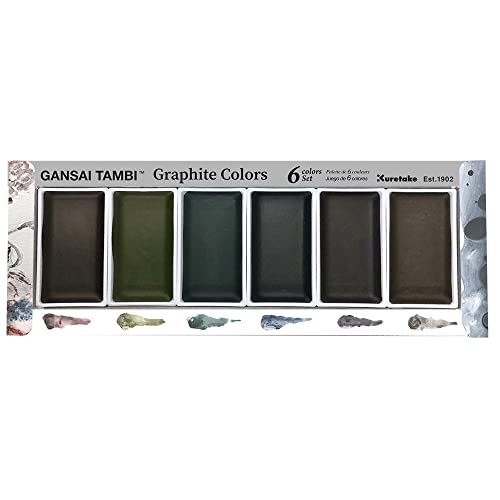 呉竹 絵の具 顔彩耽美 グラファイトカラーズ 6色 MC20GR/6V・グラファイト特有のマットな質感と、深みのある落ち着いた色が特長の顔彩絵の具です。・高濃度で塗布した部分を磨くと金属光沢を出すことができます。・耐光性に優れ、イラストレー...
