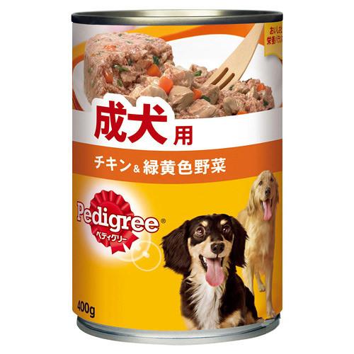 メーカー：マース品番：P72厳選した栄養たっぷりの素材を缶詰にしました。ぺディグリー　成犬用　チキン＆緑黄色野菜　400g×2缶対象全犬種タイプウェットフード機能総合栄養食ライフステージ成犬特長●愛犬の大好きなチキンとビタミン豊富な緑黄色野...