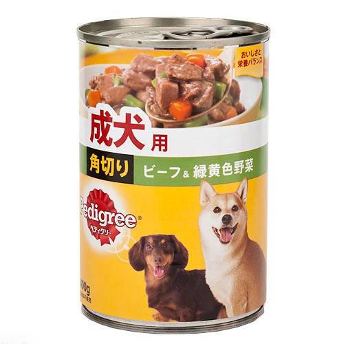 メーカー：マース品番：P16※本品は成犬用です。対象以外の犬には与えないでください。厳選した栄養たっぷりの素材を缶詰にしました。ぺディグリー　成犬用　角切り　ビーフ＆緑黄色野菜　400g×2缶対象犬タイプウェットフード機能総合栄養食ライフス...