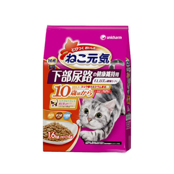 メーカー：ユニチャーム品番：63051　N-3410歳以上の愛猫の下部尿路の健康維持に！ユニチャーム　ねこ元気　下部尿路の健康維持用　10歳頃からまぐろ・白身魚・かつお入り　1．6kg　対象全猫種タイプドライフード機能総合栄養食ライフステー...