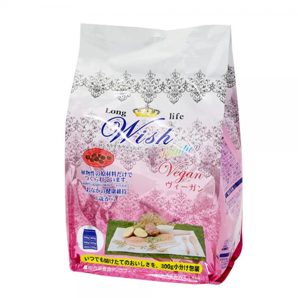 メーカー：パーパス植物性の原材料だけ！ウィッシュ　ウィーガン　1．8kg　（300g×6袋）対象全犬種タイプドライフード機能総合栄養食ライフステージ1歳からの成犬特長●優れた栄養バランスと厳選された良質な原材料を使用したドッグフードです。●...