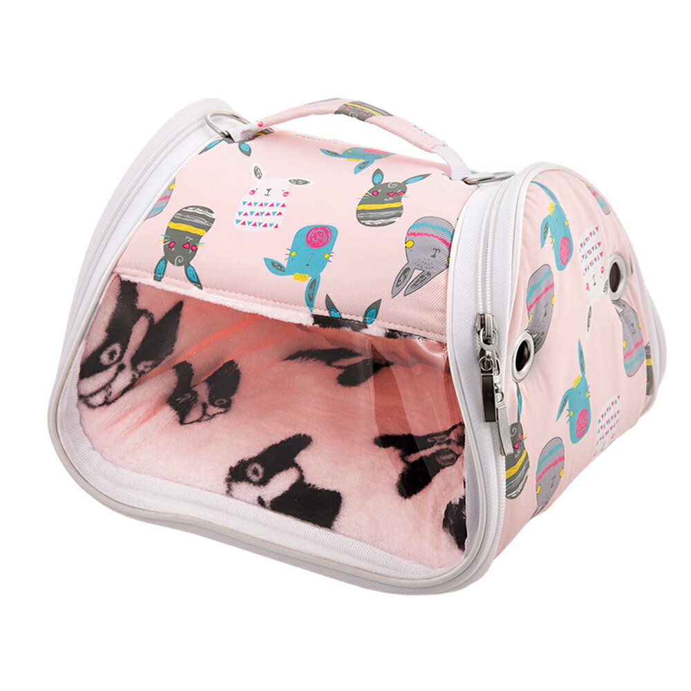 メーカー：fuuお外が見えるお出かけキャリー！fuu　小動物のお外がみえる　お出かけキャリー　ピンク　大対象ハムスター、モルモット、モモンガ、リス、ハリネズミなどの小動物特長●うさぎ柄がかわいい小動物用のキャリーです。 ●透明な部分があるの...