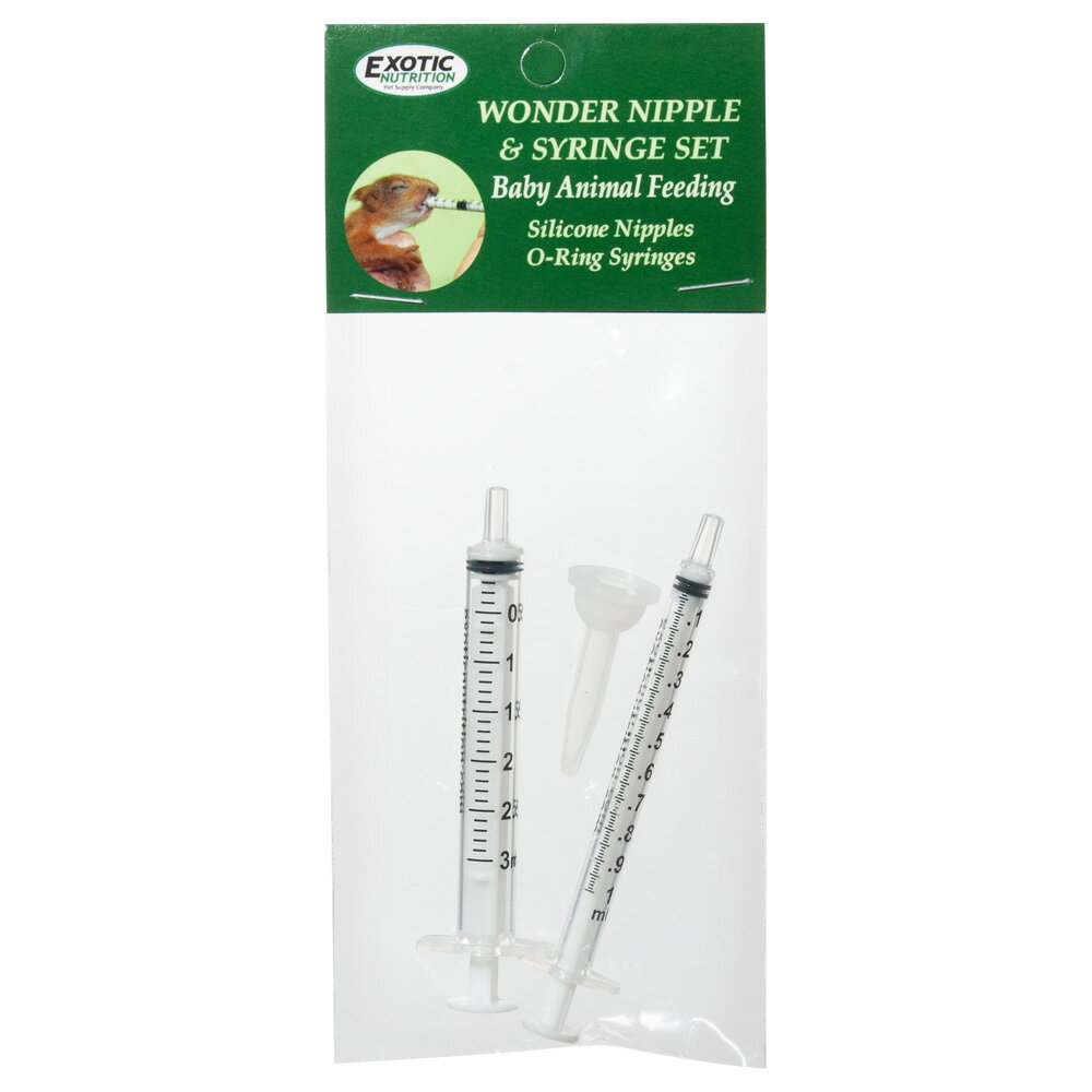 メーカー：EXOTIC NUTRITION小動物の子育てに！EXOTIC　NUTRITION　ワンダーニップル＆シリンジ2種セット対象小動物全般の赤ちゃん特長●2種類のシリンジと哺乳用乳首のセットです。●様々な小動物の給餌に使用可能です。●...