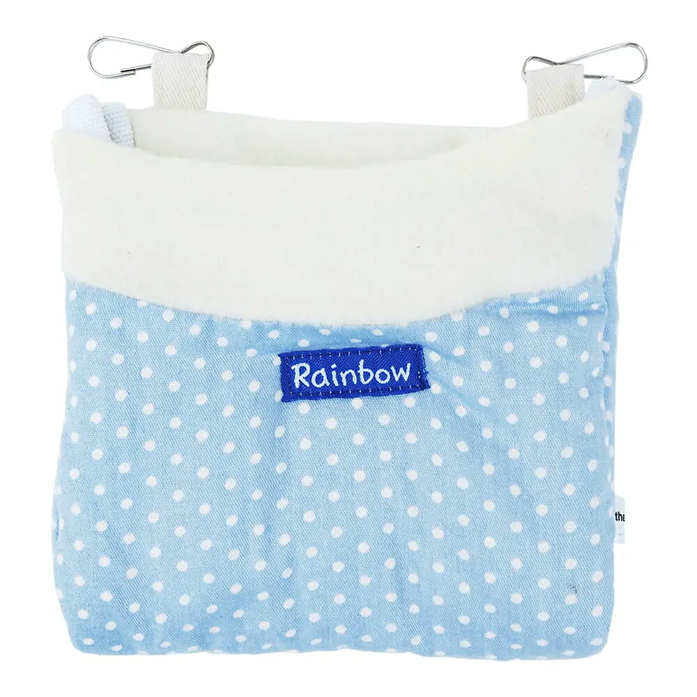 メーカー：Rainbowふわもこぽけっと！レインボー　あったかミニポケット　水玉ブルー対象フクロモモンガ特長●フクロモモンガ用のあったかいミニポケットです。●ケージに吊り下げて使えます。●中はソフトなボア生地で寝心地よく過ごせます。数量1個...