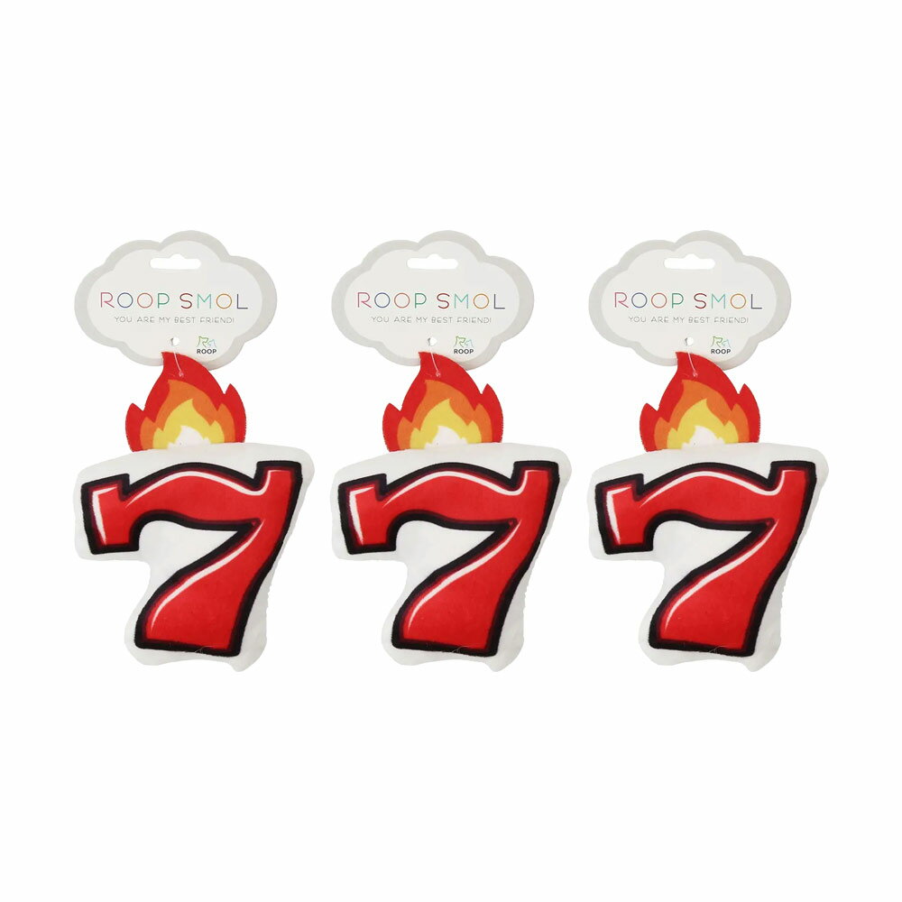 メーカー：ルークラン手のひらサイズの小さくて可愛いぬいぐるみ系おもちゃ！ループスモル　カジノ　スリーセブンセット対象犬特長●セブンの形から火が吹いてまるでフィーバーしているような犬用おもちゃです。 ●ボディーを手で押すとカシャカシャ音が楽し...