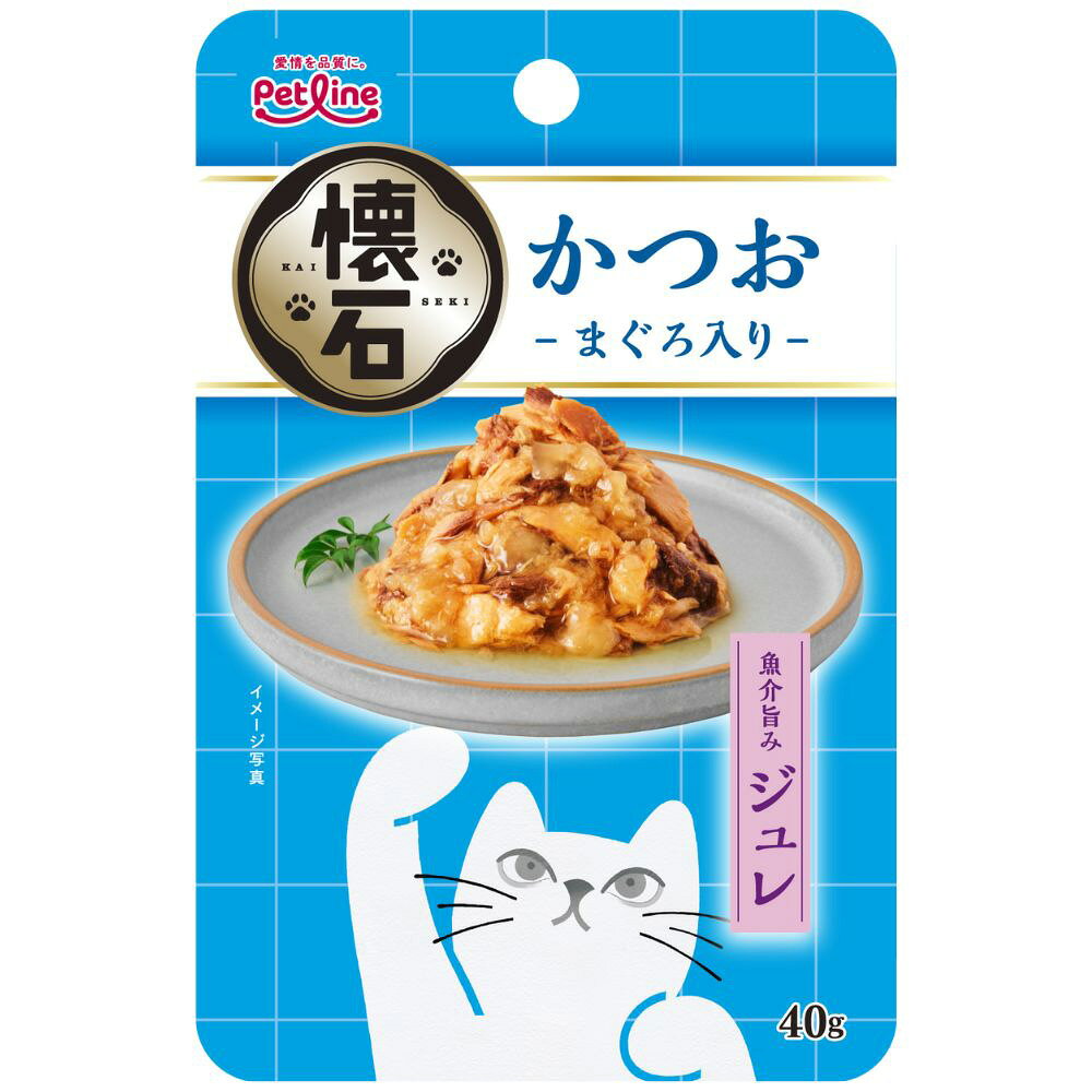 メーカー：ペットライン品番：KSR-6素材にこだわり、旨み溢れる魚介を厳選！懐石レトルト　ジュレ　かつお　まぐろ入り　40g対象猫タイプウェットフード機能一般食ライフステージオールステージ特長●猫様の大好きなかつおに、まぐろをブレンドしたウ...