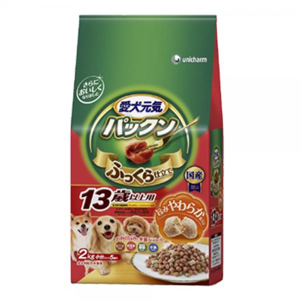 メーカー：ユニチャーム品番：62123　S-12 【4】※予告なくパッケージ、仕様等の変更がある場合がございます。予めご了承ください。※対象年齢未満の犬には与えないでください。13歳を過ぎたワンちゃんの健康を考えた半生タイプ愛犬元気　パック...