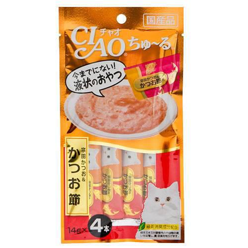 メーカー：いなば品番：4SC-75ドライフードにかけても美味しいです！CIAO（チャオ）　ちゅ〜る　宗田かつお＆かつお節　14g×4本対象猫タイプウェットフード（液状）機能おやつライフステージ成猫特長●猫ちゃんが大好きな宗田かつお＆かつお節...