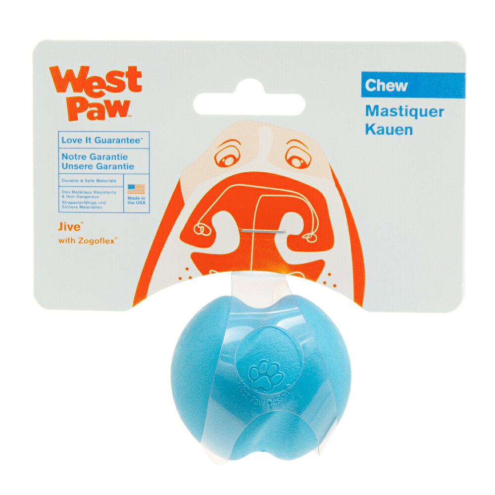 メーカー：West Paw Design品番：WPD20MI BLU元気のあり余ったワンちゃんに！咬む力の強いワンちゃんに！噛む力の強いワンちゃんでも遊べる、頑丈に作られたおもちゃです！ウェスト・ポウ・デザイン社が開発した新素材「ゾゴ・フレ...