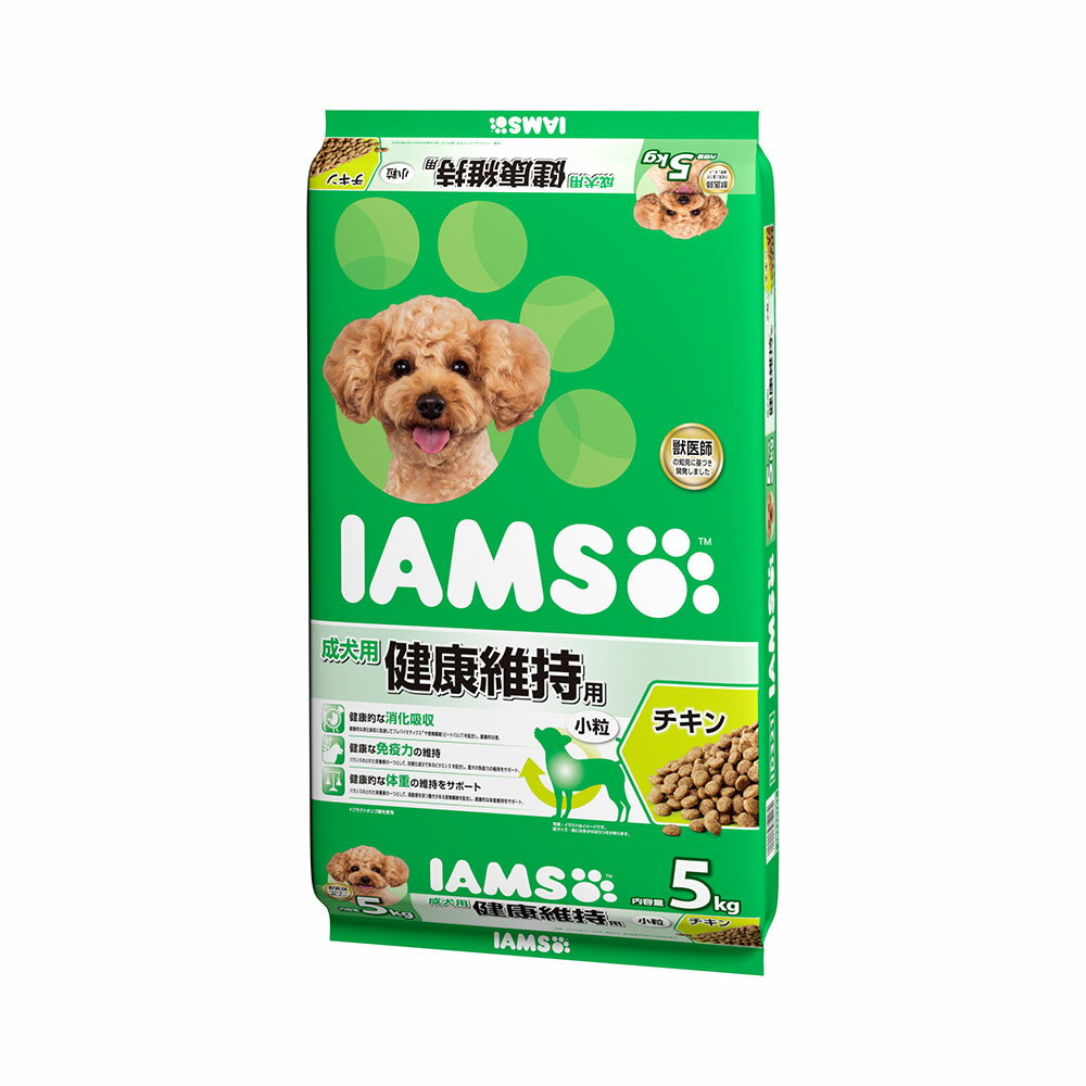 メーカー：アイムス品番：ID321獣医さんおすすめ！アイムス　成犬用　健康維持用　チキン　小粒　5kg対象全犬種タイプドライフード機能総合栄養食ライフステージ成犬特長●元気いっぱい、活発に動きまわる成犬期に最適な総合栄養食です。●健康的な消...