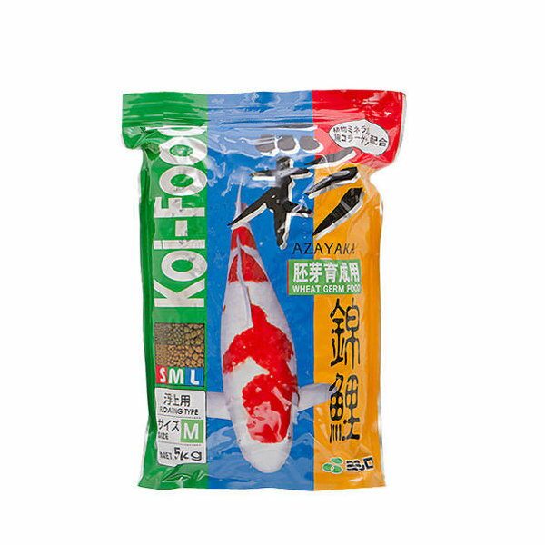 メーカー：ミシロ低水温期の給餌にも最適！彩錦鯉　胚芽育成用　Mサイズ　5kg対象錦鯉タイプ顆粒、浮上性特長●栄養価が高く、しかも消化吸収の良い小麦胚芽を主体とした錦鯉用飼料です。●高品質魚粉やキチンキトサンも配合しております。●錦鯉の健康を...