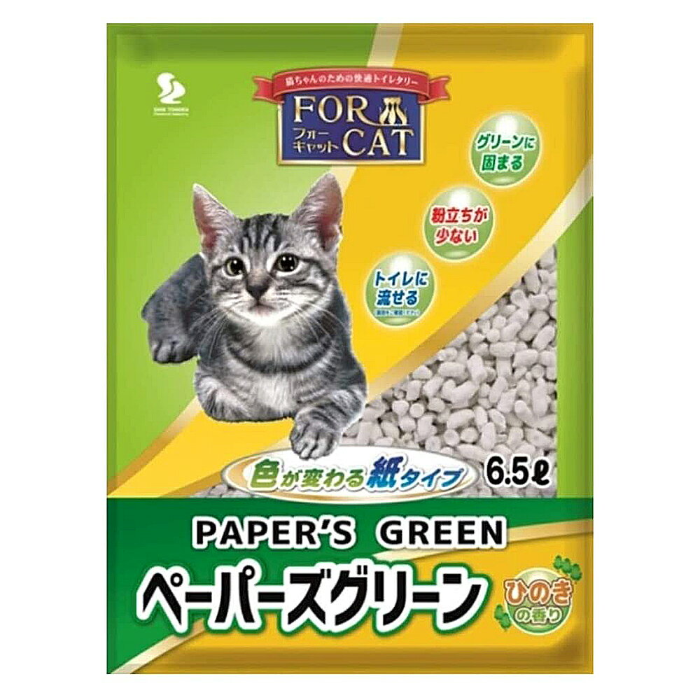 メーカー：新東北濡れた部分がグリーンに変わる！新東北化学工業　ペーパーズグリーン　ひのきの香り　6．5L対象猫特長 ●さわやかなひのきの香りがする紙製の猫砂です。 ●濡れた部分がグリーンに変わり、すばやく固まるのでお掃除簡単です。 ●造粒工...