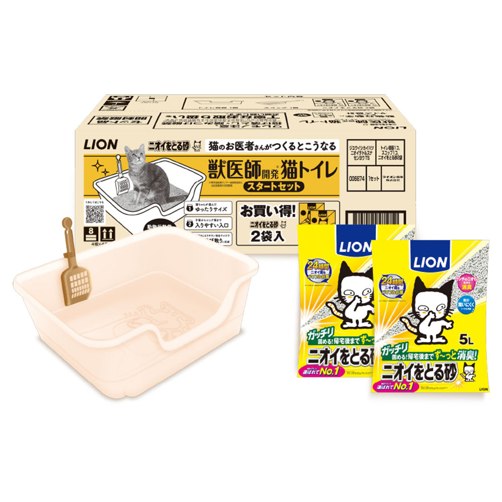 メーカー：ライオントイレに猫砂が付いたスターターセット！ライオン　獣医師開発ニオイをとる砂専用猫トイレスタートセット対象猫特長●猫ちゃんとオーナーにとって理想のトイレ環境を目指した東京猫医療センター服部獣医師と当社獣医師の共同開発の猫トイレ...