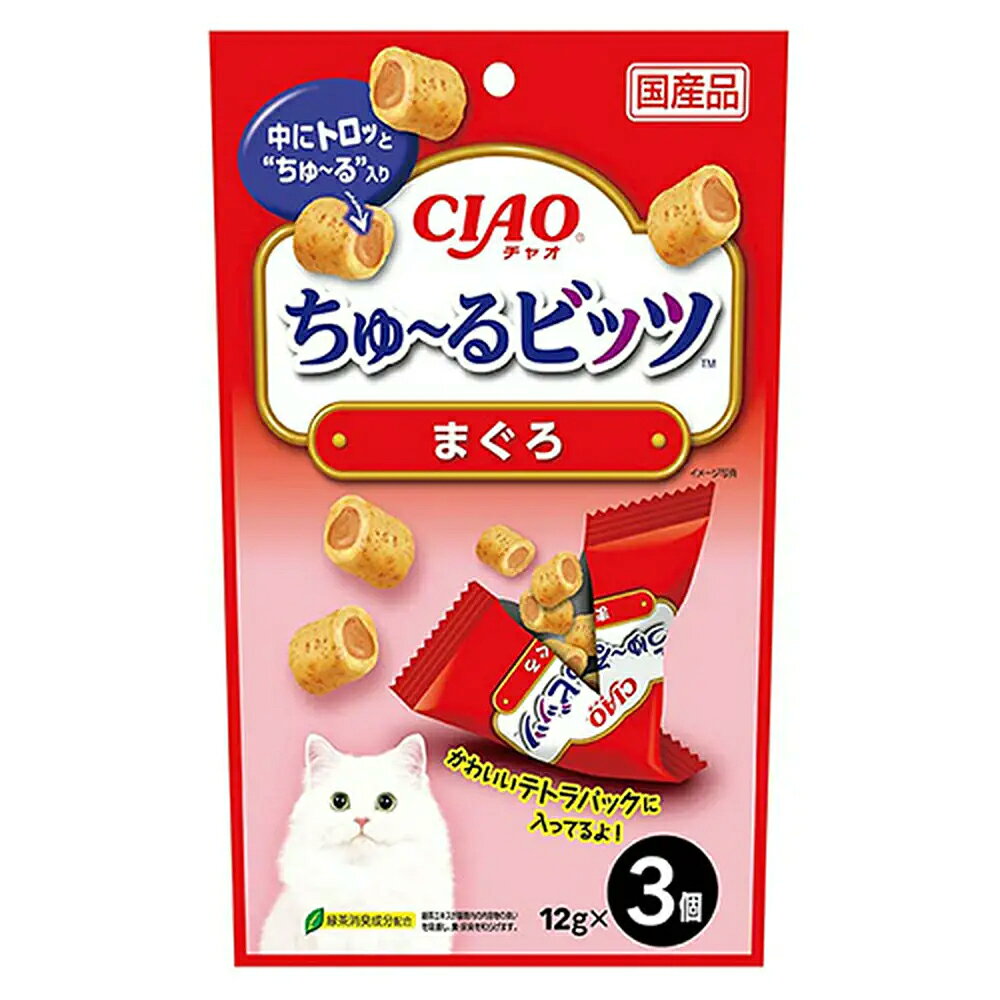 メーカー：いなば品番：CS-171中にトロッと”ちゅ〜る入り”！いなば　CIAO　ちゅ〜るビッツ　まぐろ　12g×3袋対象猫タイプウェットフード機能おやつライフステージオールステージ特長●かわいいテトラパックに入った、与えやすく食べやすいビ...