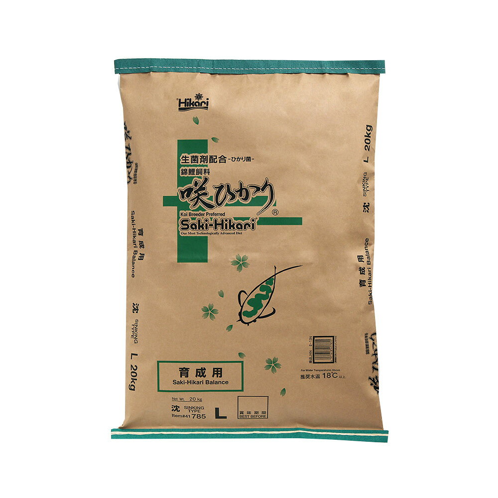 メーカー：キョーリン生菌剤配合！キョーリン　咲ひかり　育成用　沈下　L　20kg対象錦鯉（体長30cm以上）仕様沈下性特長●咲ひかり（餌・エサ） 育成用は、魚の筋肉、血液、組織など体を造るために重要なタンパク源として、動物性・植物性の原料を...