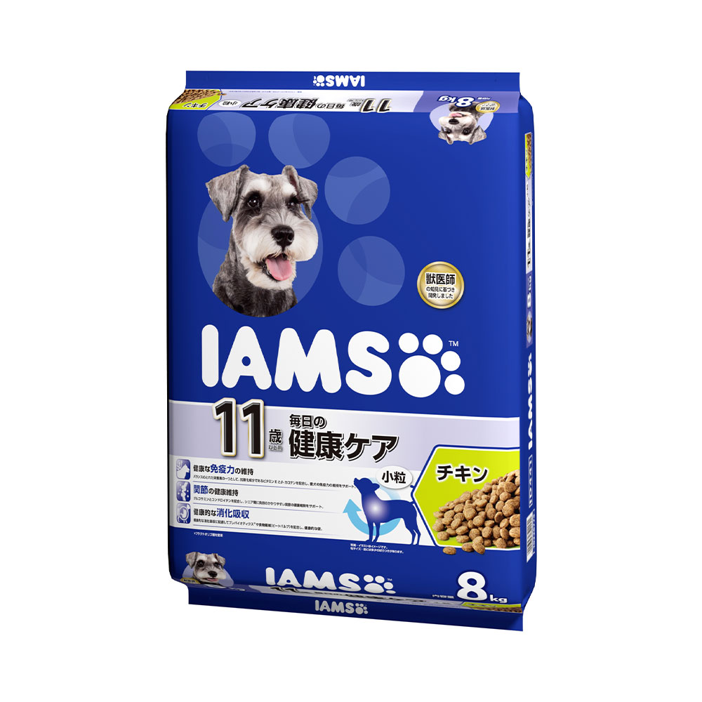 メーカー：アイムス品番：ID441※本品は11歳以上の高齢犬用です。対象年齢以外の犬には与えないでください。獣医さんおすすめ！アイムス　11歳以上用　毎日の健康ケア　チキン　小粒　8kg対象全犬種タイプドライフード機能総合栄養食ライフステー...