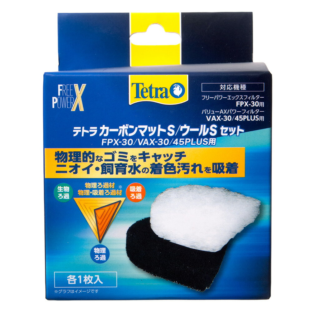 メーカー：テトラ品番：78102物理、生物ろ過材！テトラ　カーボンマットS／ウールSセット　FPX／VAX30／45用　各1枚入り対象テトラ フリーパワーフィルター FPX−30、テトラ　バリューAXパワーフィルター　VAX−30／45PL...