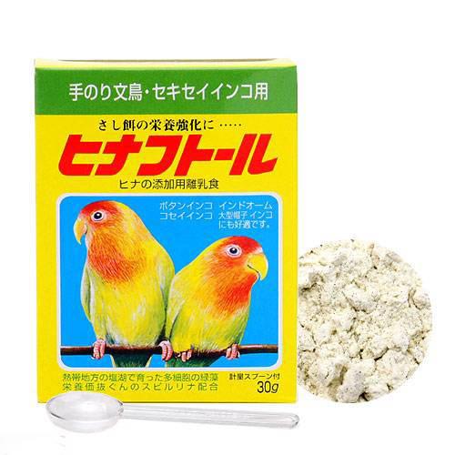 メーカー：現代製薬品番：0-0811栄養価抜群のスピルリナ配合！ヒナフトール　30g　離乳初期栄養補助食（粉末）・小鳥用対象小鳥特長●脱脂粉乳を主として、カルシウム・酵母等を強化したヒナの離乳期用栄養補助食です。 ●天然素材から成り、消化吸...