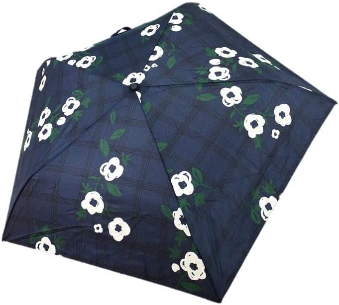 MKNオリジナルテキスタイル／軽くてかわいくて、携帯性抜群！ウインドウペンチェック＆水彩風の白いお花をプリントしました。落ちついたネイビーとかわいいピンクの2配色展開。バッグに入れていても邪魔にならない、約120gと軽くてコンパクトなTin...