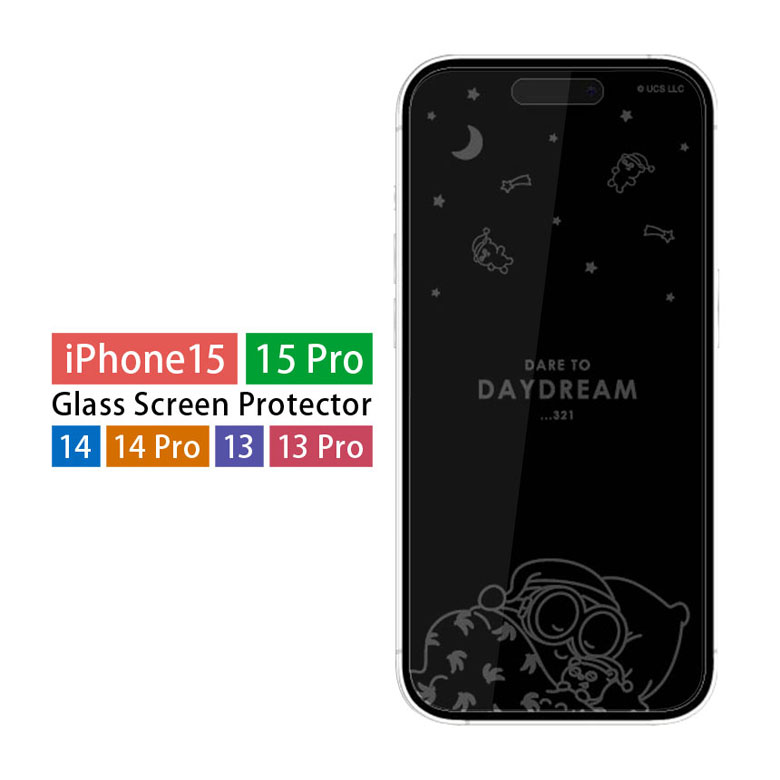 [ラインナップ] スリープ（MINI-465A） [メーカー] 株式会社グルマンディーズ名称 怪盗グルー ミニオンズiPhone 15/15 Pro/14/14 Pro/13/13 Pro 対応 ガラススクリーンプロテクター 対応機種 iP...