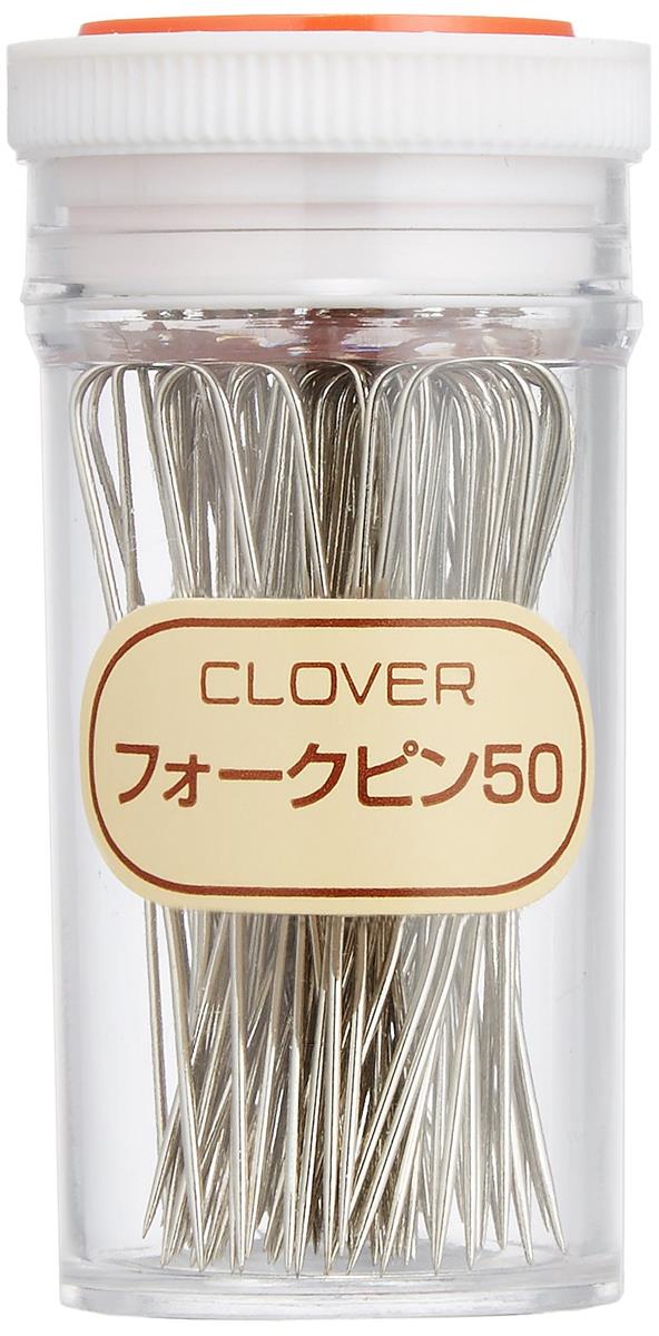 サイズ：長さ45mm×太さ0.69mm◆商品名：Clover (クロバー) フォークピン 針 50 col.55-405 50本入り 50サイズ:長さ45mm×太さ0.69mm入数:50本針軸が曲ったフォーク型のピンでアイロン掛けもスム ー...
