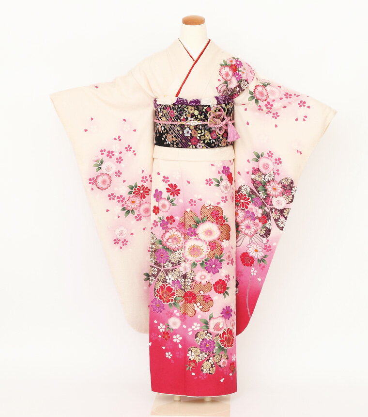 ◆人気キーワード◆ 振袖　振り袖　二十歳　20歳　成人式　晴れの日　正絹　可愛い　レンタル　貸衣装　送料無料　帯　草履　バッグ 白地に赤やピンクのお花が施され華やかでかわいい印象です。 女性らしい可憐さも兼ね備えており、晴れの日にぴったりで...