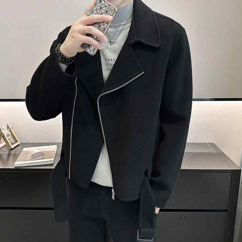 コート メンズ ウール ショート丈 ベルト付き スリム ピーコート Pコート 秋冬 ブラック 黒 カーキ・スタイル: ビジネス・フィット: スリム・・フロント: ジッパー・ベルト: 有り・対象年齢: 24-35歳・素材: ウール・素材構成:...