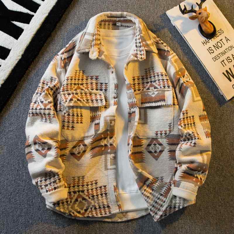 生地の分類: 毛織物パターン: 幾何学模様袖丈：長袖厚さ: 厚手シルエット: ゆったり服の詳細: ジャカード服装技術: 起毛生地の機能: 暖かさと断熱性生地の分類: 毛織物パターン: 幾何学模様袖丈：長袖厚さ: 厚手シルエット: ゆったり服...