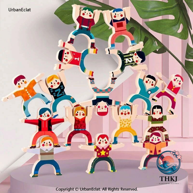 バランスパズル 木製パズル おもちゃ　男の子　女の子　知育玩具　おもちゃ　木製バランス人形ゲーム　16pcs木製人形＆4pcs釣り合い板＆2pcsボール 知育玩具 木製 積み木 可愛い 誕生日 出産祝いプレゼント 赤ちゃん 子供用 幼児用 ...