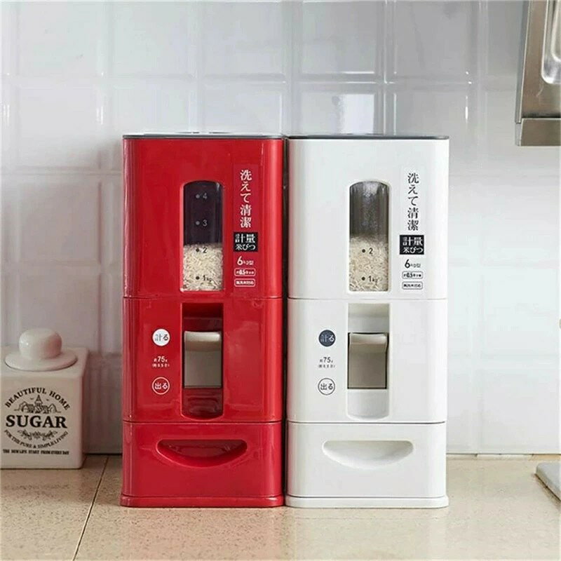 便利で安全：米容器はPP素材で、取り外しが可能で、穀物の追加に便利です。 米びつ容量：6KG、12KG,新鮮に保つ：密閉された保管室は、米、多くのスペースを節約します。 軽く押すと米が出る：押して米を計量することができて、150グラムと75...