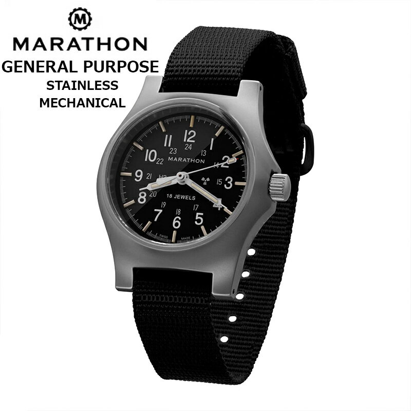 MARATHONのジェネラルパーパスシリーズの、手巻き式のステンレススチールケースモデルです。 マットなブラスト仕上げ(昔、ナビゲーターが採用していたスチールケースと同じ仕上げを採用)のケースが、渋い光沢と風合いを持ち、小ぶりながらその中に...