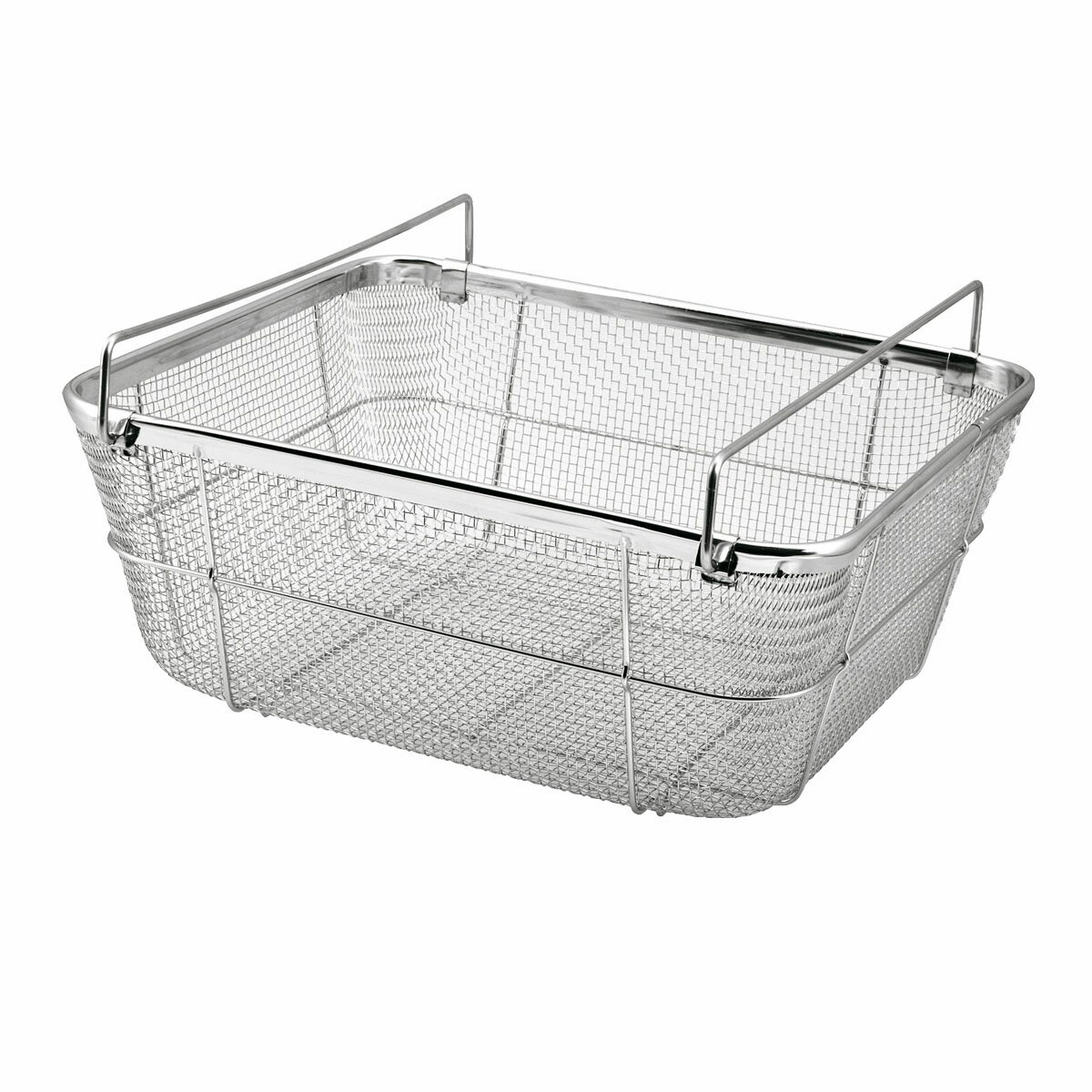 サイズ：395×350×深さ150mm材質：18-8ステンレス5メッシュ棒ハンドルタイプ