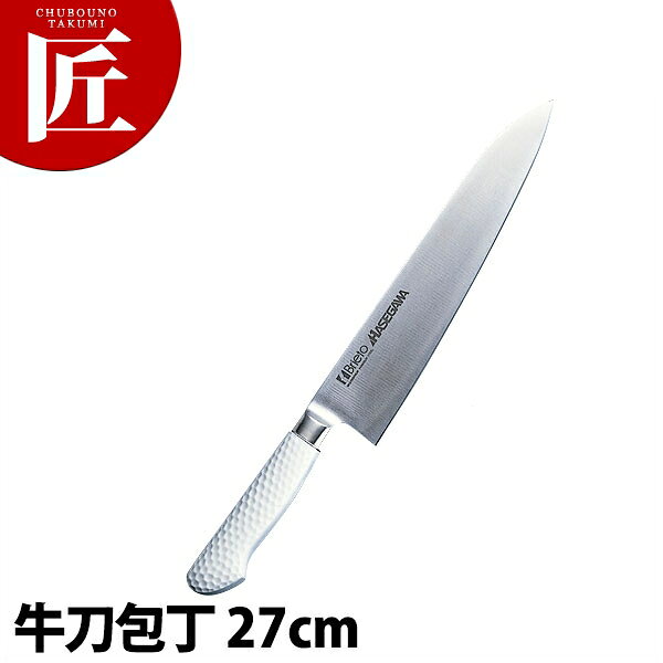 【業務用厨房機器のキッチンマーケット】抗菌カラー包丁 牛刀 27cm MGK-270 ホワイト 規格 : [MGK-270　ホワイト]刃渡 全長 背厚 重量 : 270×406×2.0mm 258g材質 : 不錆スウェーデン鋼●刃部とグリッ...