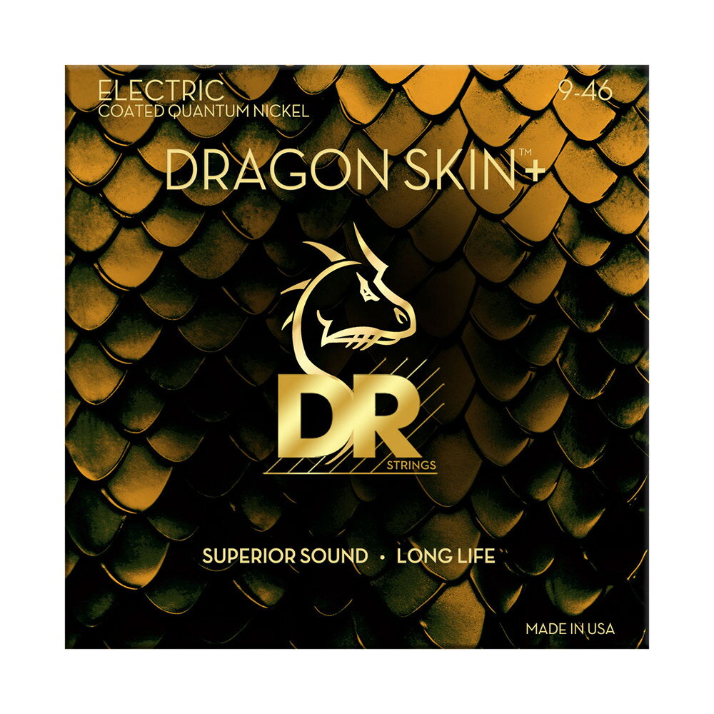 DR DRAGON SKIN＋ DEQ-9/46 9-46 コーティング弦 エレキギター弦ドラゴン・スキン プラスは、豊かな音色と高出力を実現する独自の配合のクァンタムニッケルを巻線に採用した、豊かな音量で、弾きやすく、耐久性に優れたエレキ...