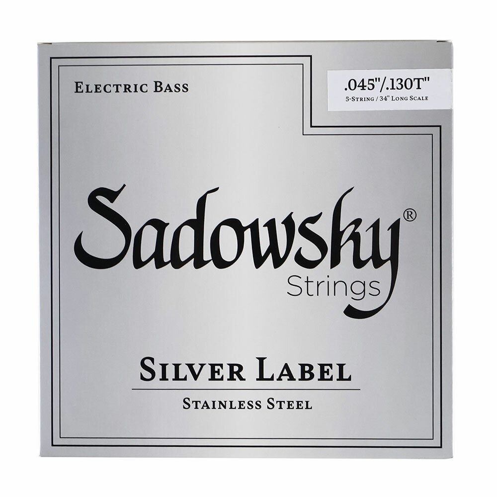 Sadowsky サドウスキー SBCS45B Stainless Steel Silver Label ステンレススチール 5弦エレキベース弦 45-130クリアでバランスの取れたトーンと快適な弾き心地。SBCS 45 Stainless...