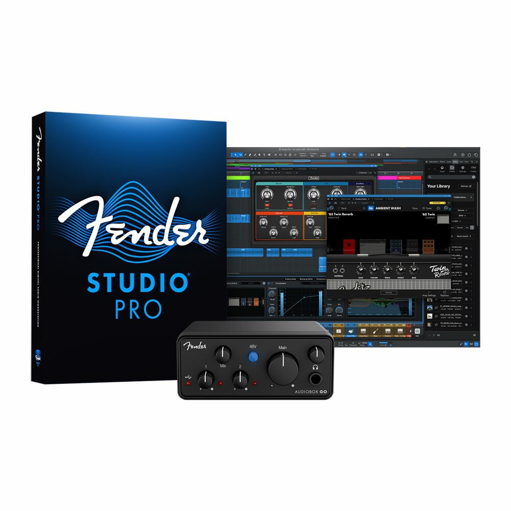 Fender フェンダー AudioBox GO USB-Cオーディオインターフェイス超手頃な価格でありながら驚くほどパワフル、さらにポケットに収まるコンパクトサイズのAudioBox Goは、リハーサルスタジオでも自宅でもレコーディングに...