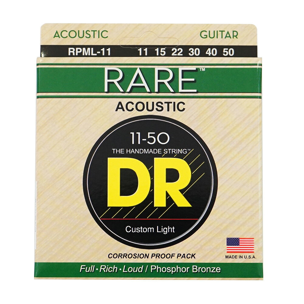 DR RARE RPML-11 Custom Light アコースティックギター弦×3セットHEXAGONAL CORE/PHOSPHOR BRONZE WOUNDヘックスコア/フォスファーブロンズレアシリーズは、DRの歴史で培われた伝統技...