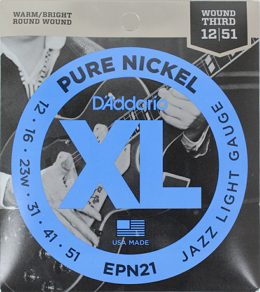 D'Addario（ダダリオ）EPN21 Jazz Light エレキギター弦×3SET です。1950年代当時のニッケル合金を再現し、クラッシック・エレキギター・サウンドを実現するピュアニッケル弦です。暖かみのあるヴィンテージサウンドと、...