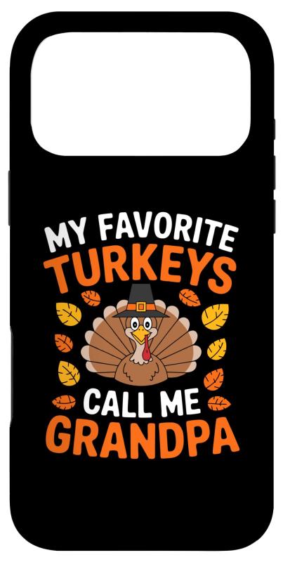 My Favorite Turkeys Call Me Grandpa シャツ 面白い感謝祭 スマホケース iPhone 17 Pro Max 用2つの素材から作られている保護ケースは、傷やへこみから保護するポリカーボネート製シェルと耐久性...