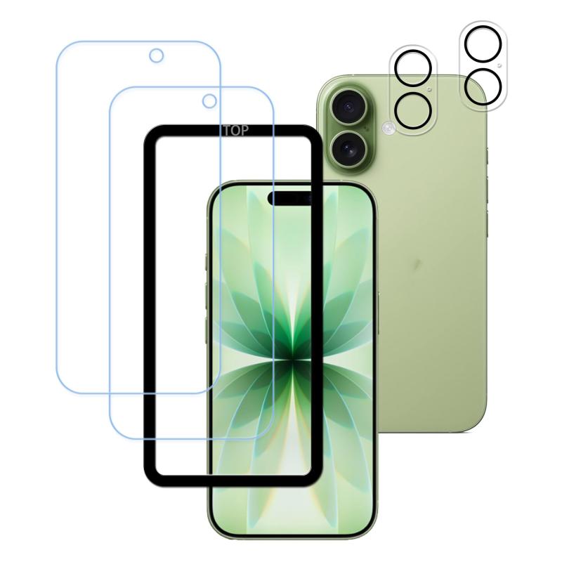 HKKAIS ブルーライトカット 目の疲れ軽減 93% iPhone 17 用の ガラスフィルム 日本製硝子採用 強化 ガラス 液晶画面 保護フィルム【2+2 枚セット】ガイド枠付き【対応機種-2+2 枚セット】iPhone 17 用の ブ...