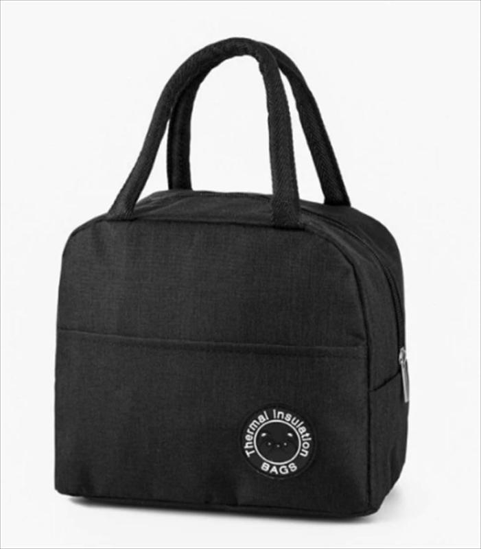 【ランチバッグ 保冷・保温】 (黒, Oneポイント)保冷・保温どちらも対応　size22*13*20cm布とアルミホイルでできており、耐久性と断熱性に優れています。冬の断熱材に最適です。人間工学に基づいたハンドル設計、非常に省力化、持ち運...